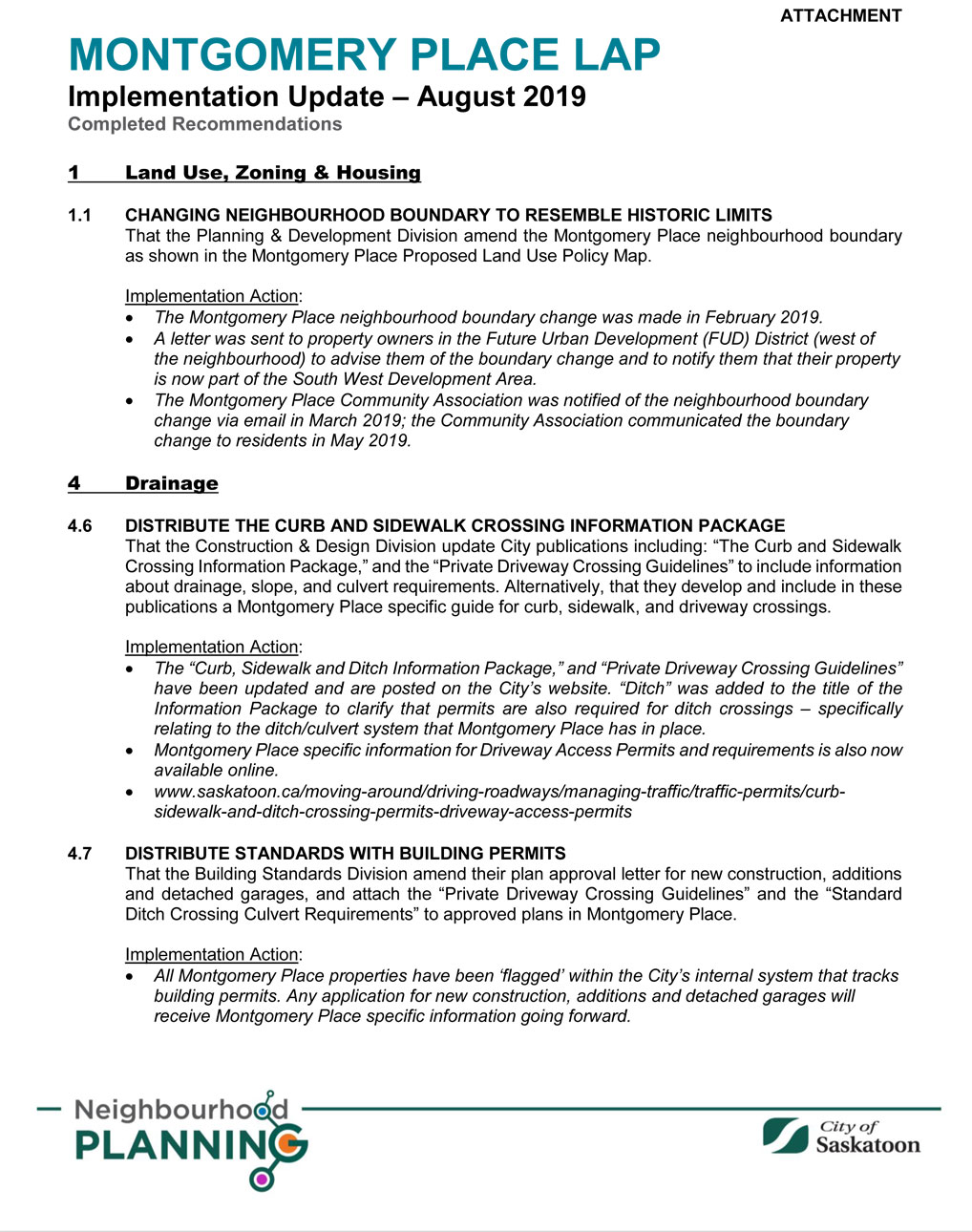 Local Area Plan Update August 2019 | Montgomery Place Community Website